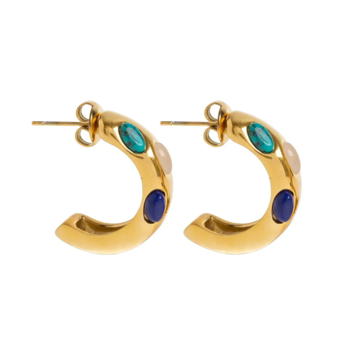 Elena Semi Precious Hoop Earrings Stainless Steel – Timi of Sweden PH
